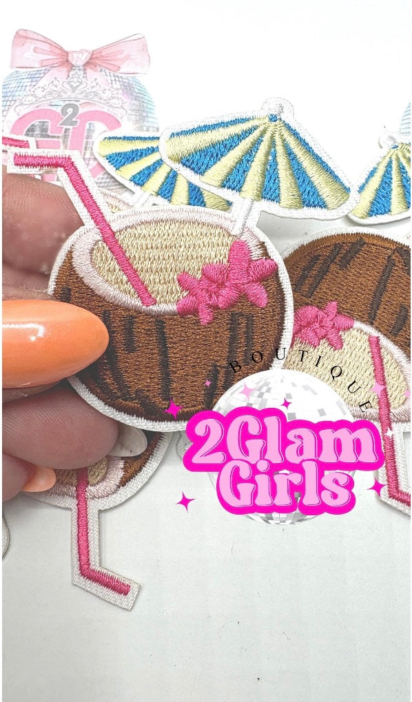 Trucker Hat Patch ~ Coconut drink – 2 Glam Girls Boutique